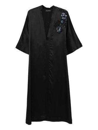 Carine Gilson chemise de nuit longue &agrave; col v - Noir
