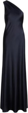Ralph Lauren Robe Longue Satin&eacute;e Une &Eacute;paule Lauren - Femme - Robes - Bleu - Taille: 34 FR