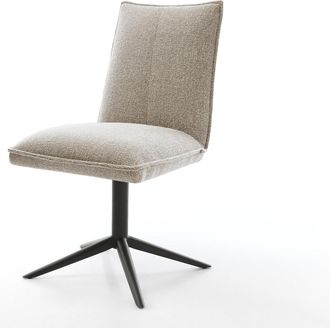 DELIFE Drehstuhl Lelio-Flex Webstoff Soft Beige Fu&szlig;kreuz Schwarz 360&deg; drehbar Wippfunktion Taschenfederkern, Esszimmerst&uuml;hle