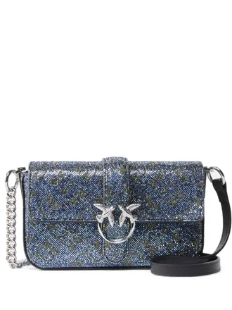 Pinko mini sac à bandoulière Love Glitter - Bleu