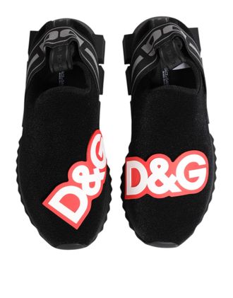 Dolce & Gabbana Womens Black Grey Slip On Sorrento Sneakers Shoes And Gray