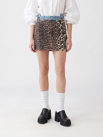 Ganni Mini-jupe crayon en coton biologique &agrave; imprim&eacute; animalier