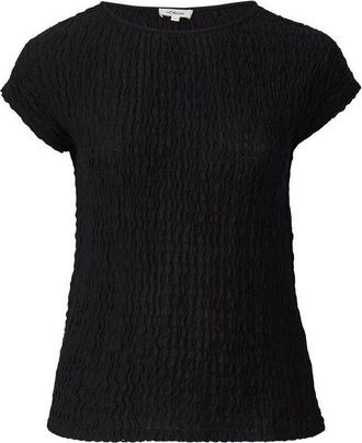 s.Oliver Kurzarmshirt T-Shirt Strukturiertes T-Shirt aus Baumwollmix im Relaxed Fit