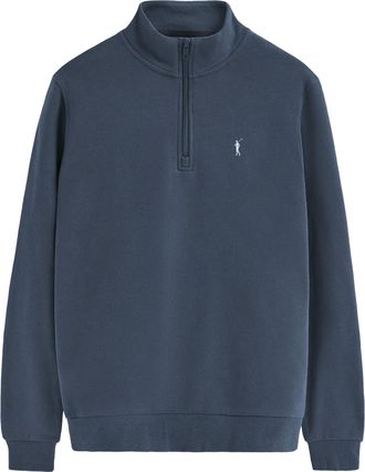 Polo Club Sweatshirt denimblau mit halbem Rei&szlig;verschluss und Rigby Go-Logo