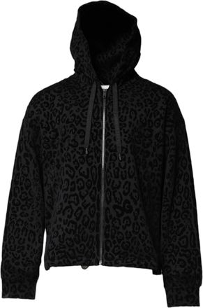 Dolce & Gabbana Mens Black Leopard Full Zip Hooded Sweatshirt Sweater Cotton Clothing