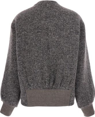 Tela V-Neck Tech Fabric Sweater - Gray