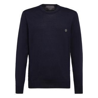 Philipp Plein Pullover Round Neck LS Iconic - - Knitwear - Herren - Blau - XL