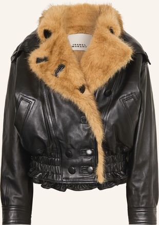 Isabel Marant Isabel Marant Lederjacke Valina Mit Kunstfell schwarz