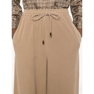 Max Mara Womens Wide-Leg Trousers Silk Neutrals