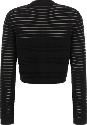 Balmain Semi-Transparent Striped Cardigan - Black