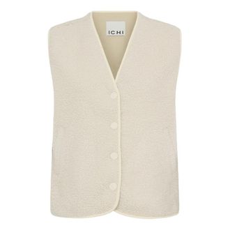 Ichi Luls Scoop Neck Stripe Knit Vest - - Jackets - Damen - Wei&szlig; - L