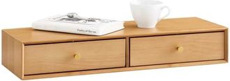 SoBuy Étagère Murale Flottante avec 2 tiroirs, pour Chambre, entrée & Salon, hêtre Massif, L60 × P20 × H10 cm, Naturel, FHK37-N
