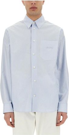 Versace Homme, Chemises, Bleu, Taille: L Chemise D&eacute;contract&eacute;e &agrave; Rayures en Popeline