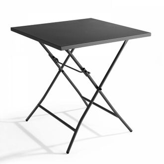 Oviala Oviala - Table de jardin pliante carr&eacute;e en acier gris - Palavas