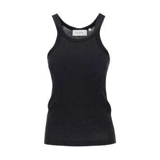 Sportmax Geripptes Baumwoll-Seiden Tank Top - - Tops - Damen - Schwarzk - S