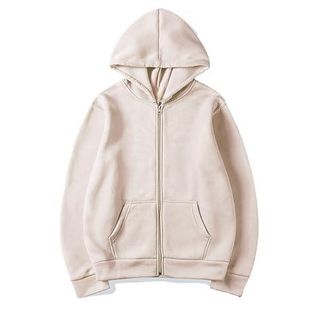 Generic Sweat &agrave; capuche zipp&eacute; automne et hiver pour hommes et femmes grande taille ample sport cardigan sweat &agrave; capuche manteau de sport, beige, XXL