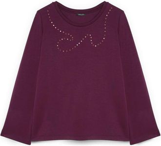 Fiorella Rubino Femme, Sweatshirts et sweats &agrave; capuche, Rouge, Taille: 42 FR SweaT-shirt Scuba avec Clous