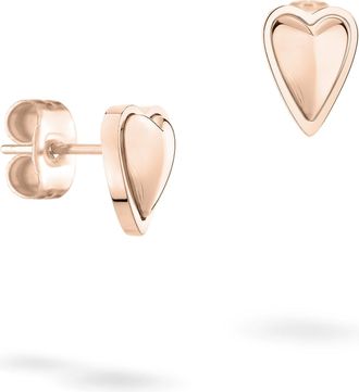 Liebeskind BERLIN Metal Heart Ohrring - Ohrstecker aus Edelstahl - IP Ros&eacute;gold - 0,9 cm - Steckverschluss - wasserfest & hautfreundlich