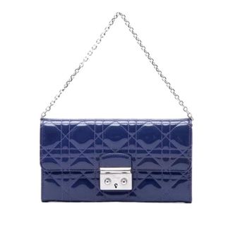 Dior Pre-owned Sac bandouli&egrave;re matelass&eacute; en cuir verni - Femme - Pre-owned - Bleu - Taille: ONE Size