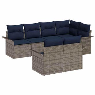 vidaXL Set Divano Da Giardino 7 Pz Grigio Polyrattan Vidaxl