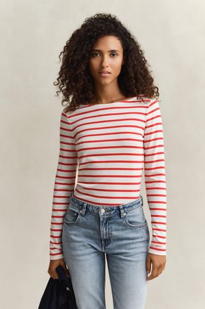 GANT Damen Breton Striped Langarm-Shirt (XXL) PERFECT Rot