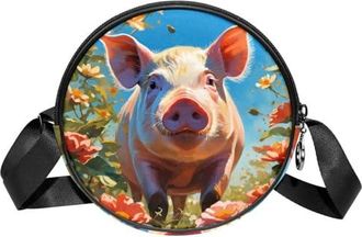 Generic Sac &agrave; bandouli&egrave;re rond pour femme, petit sac &agrave; bandouli&egrave;re avec fermeture &eacute;clair, bretelles r&eacute;glables, style d&eacute;contract&eacute;, pour femmes et filles