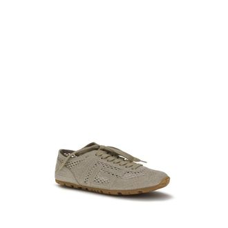 Balmain Womens Beige Cotton Athletic Sneakers