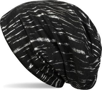 styleBREAKER M&uuml;tze Beanie mit Metallic Streifen Print