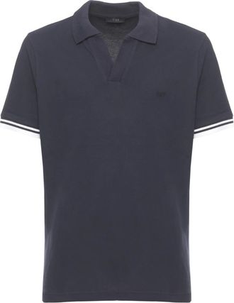 Fay Homme, Tops, Bleu, Taille: L Polo Ray&eacute; en Piqu&eacute;