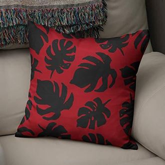 Bonamaison Le Jardin du Lin Kissen Zierkissenbezug Kissenbezug, Rot schwarz Dekoration, Für Zuhause Autos Büro Sofa Wohnzimmer Couch Schlafzimmer Dekor, 50x50 Cm