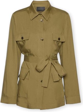 Elena Miro Femme, Vestes, Brun, Taille: 54 FR Veste Safari en Tencel avec Ceinture