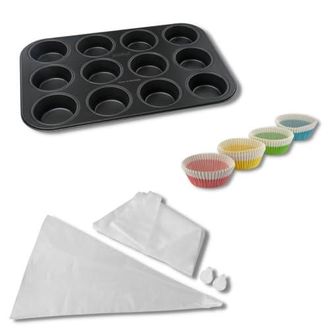 Zenker 9983850 FCK9983850 3-teiliges Set, HDPE, Stahl, Papier, Muffin-Packung