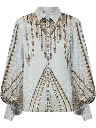 Camilla Oberteil mit geschlitzten Ärmeln - Grau