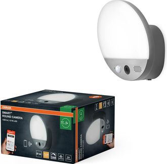 Osram SMART+ Außenleuchte mit HD-Kamera und Bewegungsmelder, WiFi-Steuerung, warmweißes Licht 3000K, IP44-Schutz für Haustür und Garage