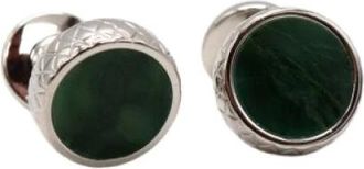 HUGO BOSS unisex, Accessoires, Vert, Taille: ONE Size Boutons de manchette ronds textur&eacute;s en laiton avec incrustation de pierre gemme