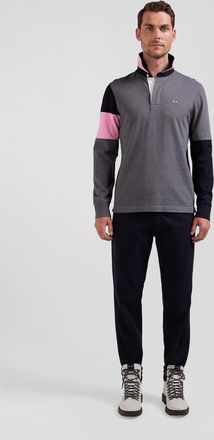 Eden Park Maillot Manches Longues En Coton Gris Broderie Et Applications De Tissus Cravate Coupe Regular