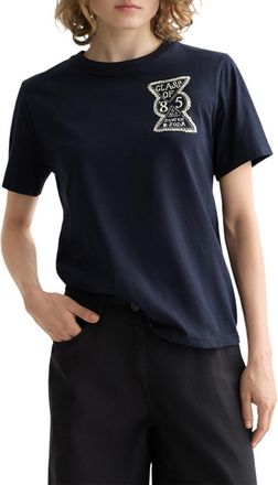 Scotch & Soda Womens Chest Artwork Regular fit T-Shirt, Shirting Blue, X-Large