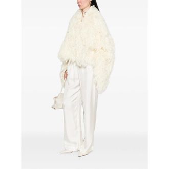 Darkpark Fringed Virgin Wool Cape - Beige