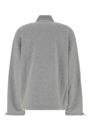 Miu Miu Womens Logo-Embroidered Cotton Sweatshirt Gray Sweater