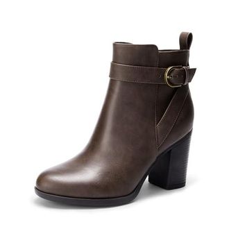 Dream Pairs Bottes Femme Bout Rond Classiques Fermeture &Eacute;clair Antid&eacute;rapantes Confortables Bottines &agrave; Enfiler pour Automne Hiver,Size 38.5,Marron-Pu,SDAB2431W