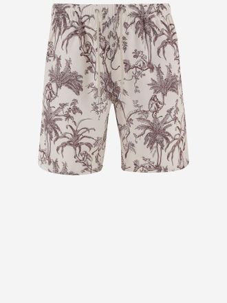 MC2 Saint Barth Mens Nylon Swim Shorts Tropical Print Beige Polyester Beachwear Sea Clothing
