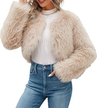 Generic Veste Teddy pour femme, manteau court en fausse fourrure, chaud et confortable, doublé polaire, style décontracté et luxueux
