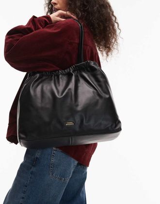 Tommy Hilfiger Weiche Tragetasche aus Leder in Schwarz