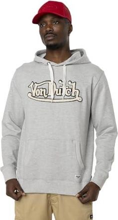 Von Dutch Sweat Homme BAZ, Sweat a Capuche Homme, Confortable et Chaud, Gris, Blanc, Taille XL