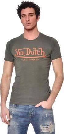 Von Dutch Tshirt Herren Atmungsaktiv, T Shirt Herren, Perfekter Halt, Natürlich, Khakigrün/Orange, S