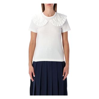 Comme Des Garçons Femme, Tops, Blanc, Taille: 40 FR Ruffle Collar T-Shirt