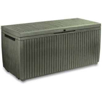 Dmora Aufbewahrungstruhe f&uuml;r drau&szlig;en Burlington, Gartenbox, Outdoor-Truhe, Stauraumbank f&uuml;r au&szlig;en, 123x54 h57 cm, Gr&uuml;n - Dmora