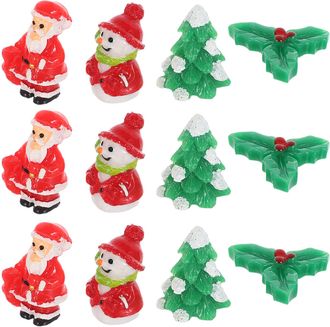 Cabilock 20 St&uuml;ck Miniatur Weihnachtsfiguren aus Kunstharz mit Stechpalmenbl&auml;ttern Kleine Selbstgemacht Weihnachtsdeko f&uuml;r Tisch und Festtagsszenen