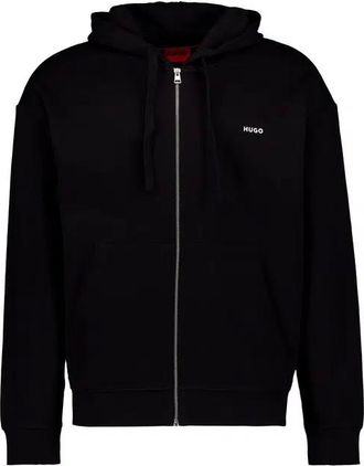 HUGO BOSS Herren Sweatjacke schwarz Baumwolle unifarben