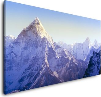 Paul Sinus Art schneebedeckter Himalaya 120x 60cm Panorama Leinwand Bild XXL Format Wandbilder Wohnzimmer Wohnung Deko Kunstdrucke